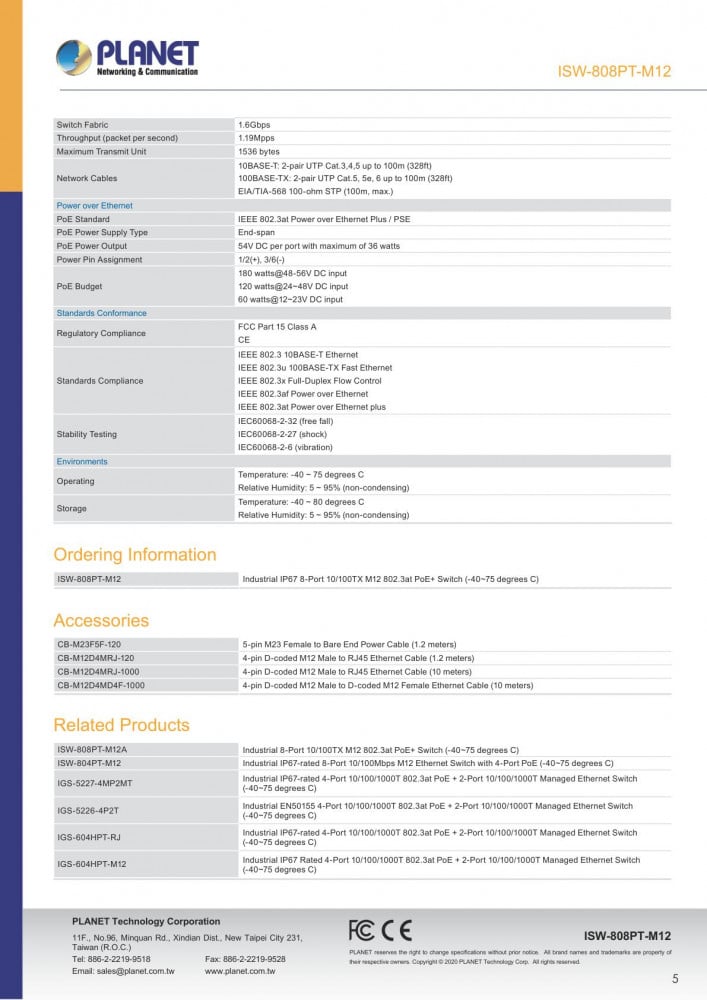 PT-ISW-804PT-M12 technical document page 5