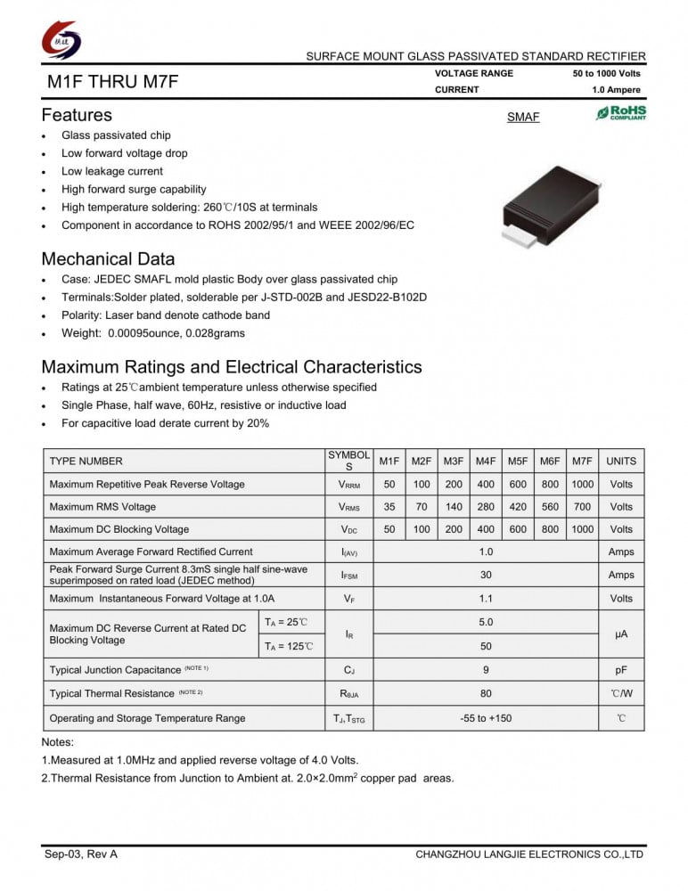LangJie M7F datasheet page 1