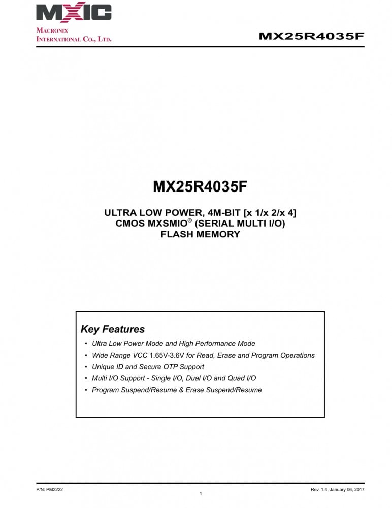 MX25R4035F datasheet page 1