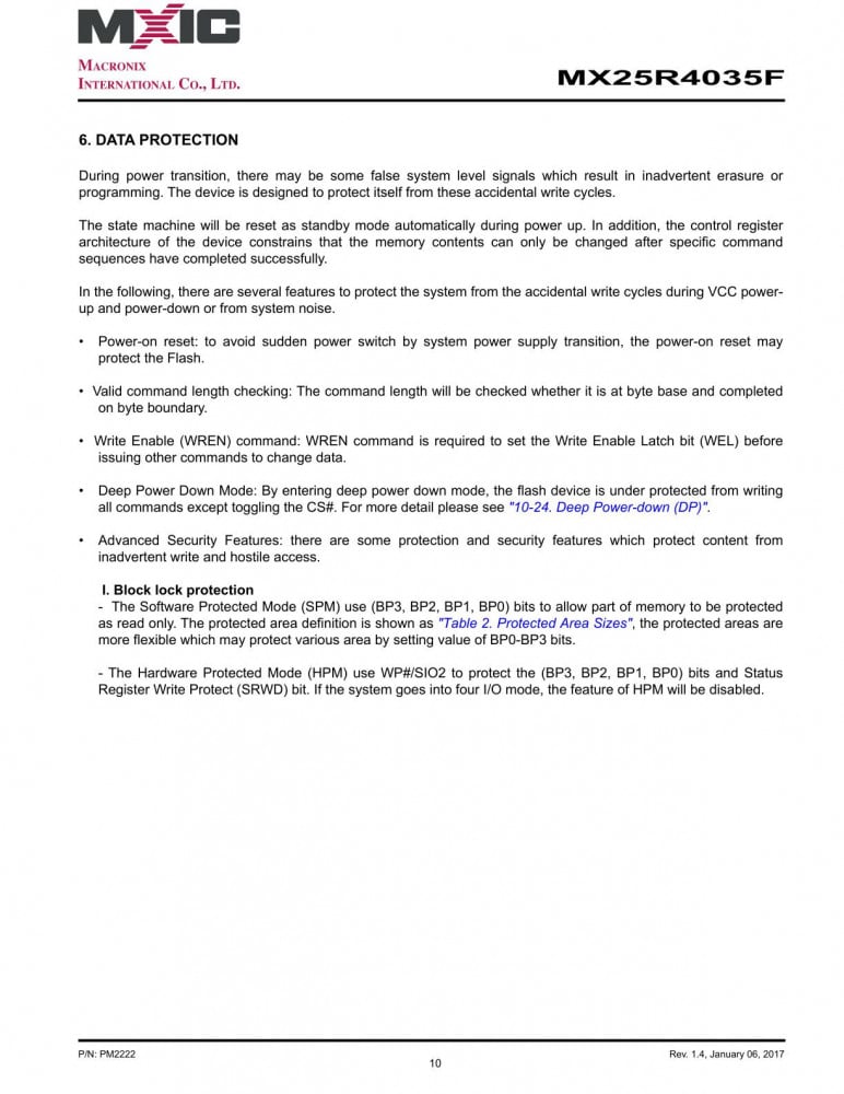 MX25R4035F datasheet page 10