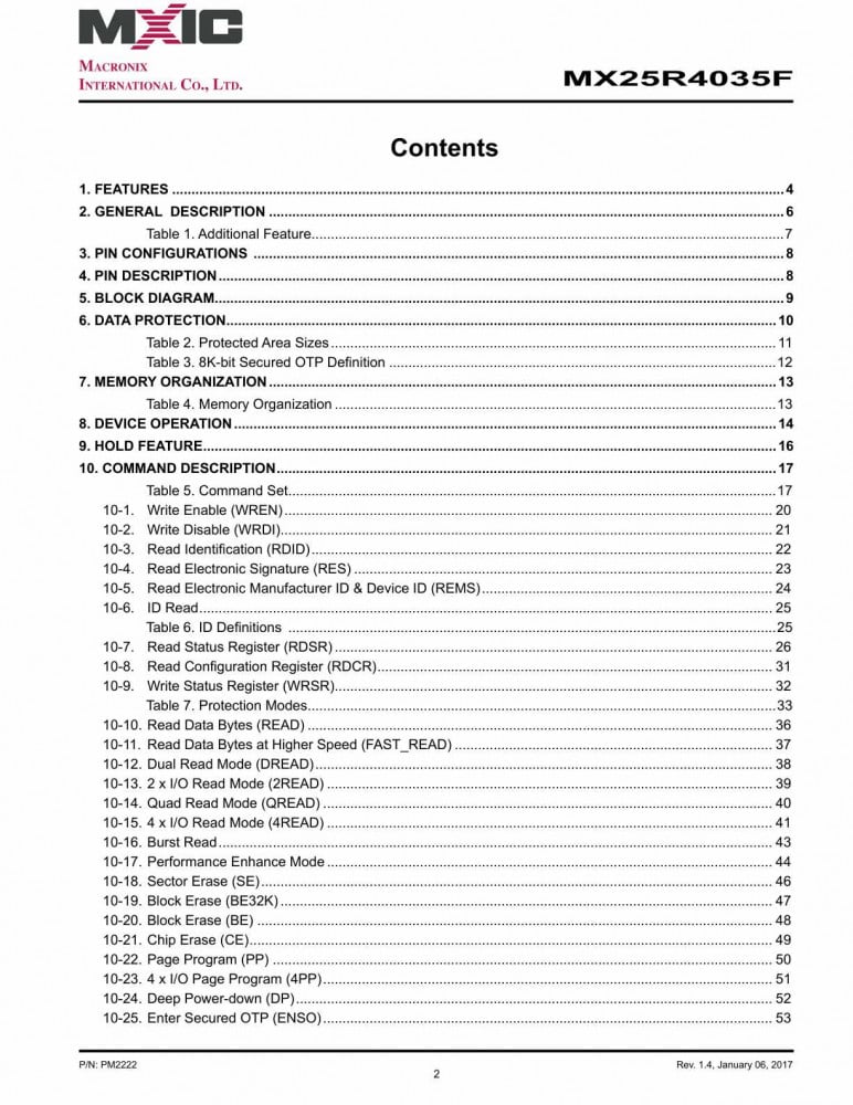 MX25R4035F datasheet page 2