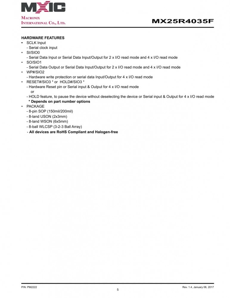 MX25R4035F datasheet page 5