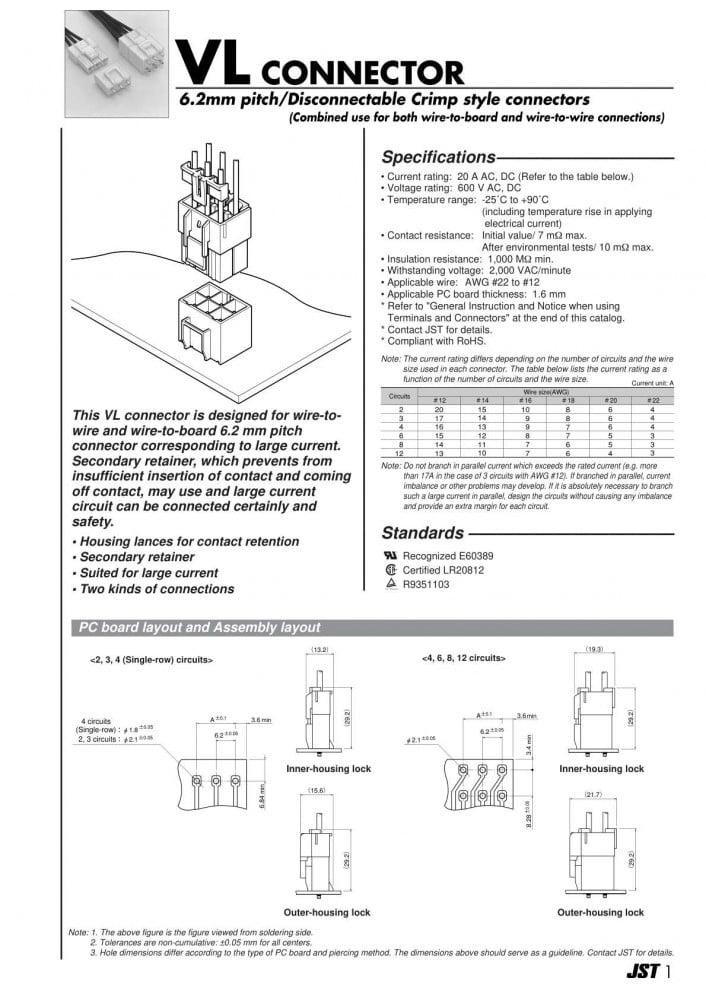 JST VL connector catalog page 1