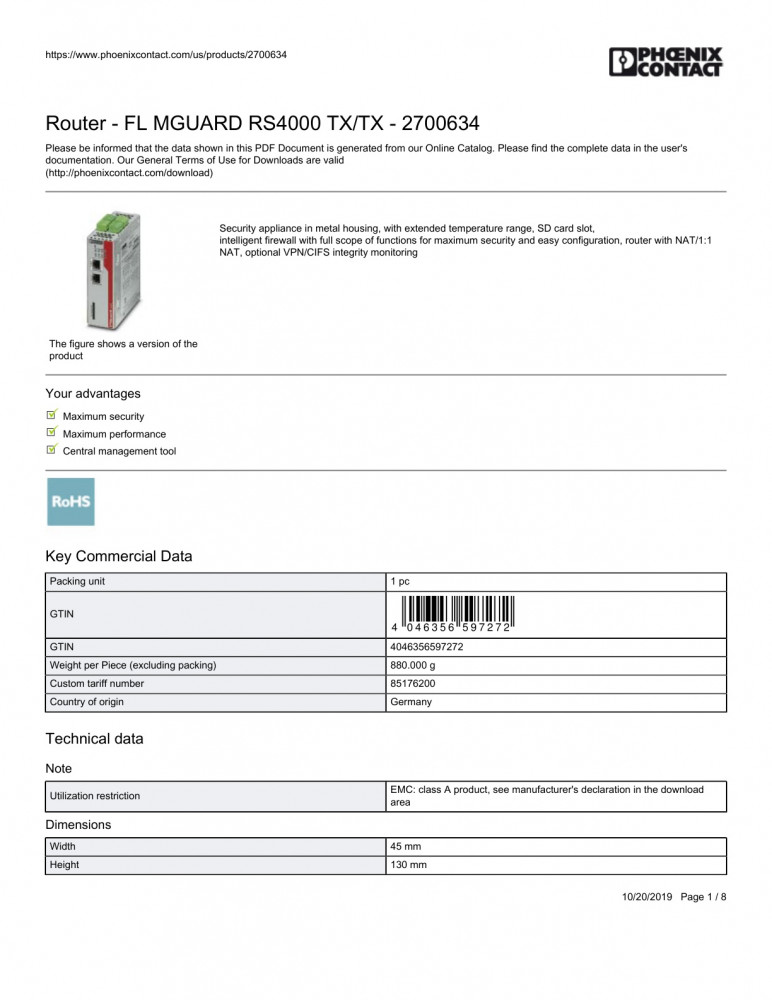 FL MGUARD RS4000 TX/TX document page 1