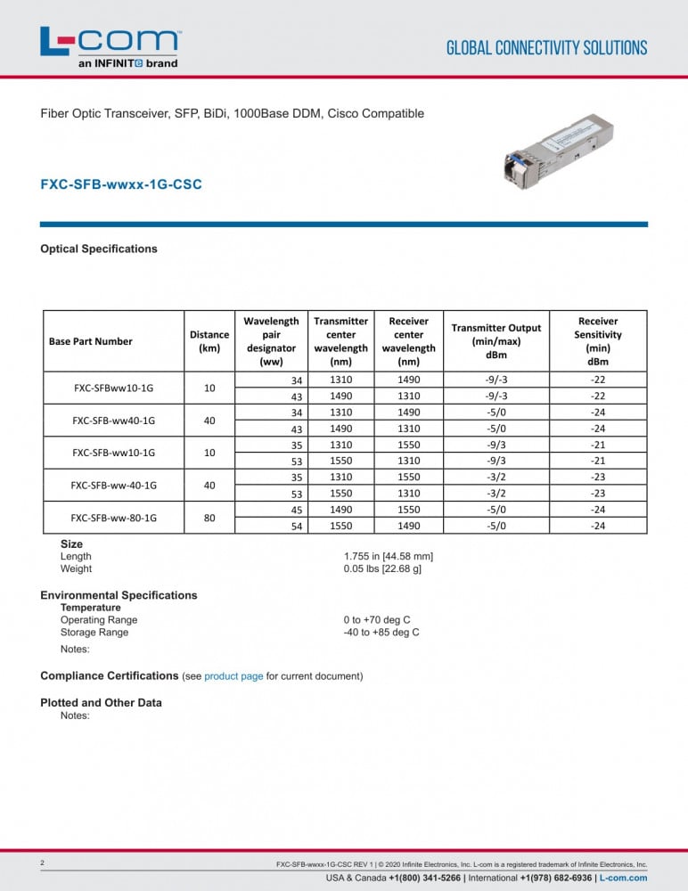 FXC-SFB-4310-1G-CSC datasheet page 2