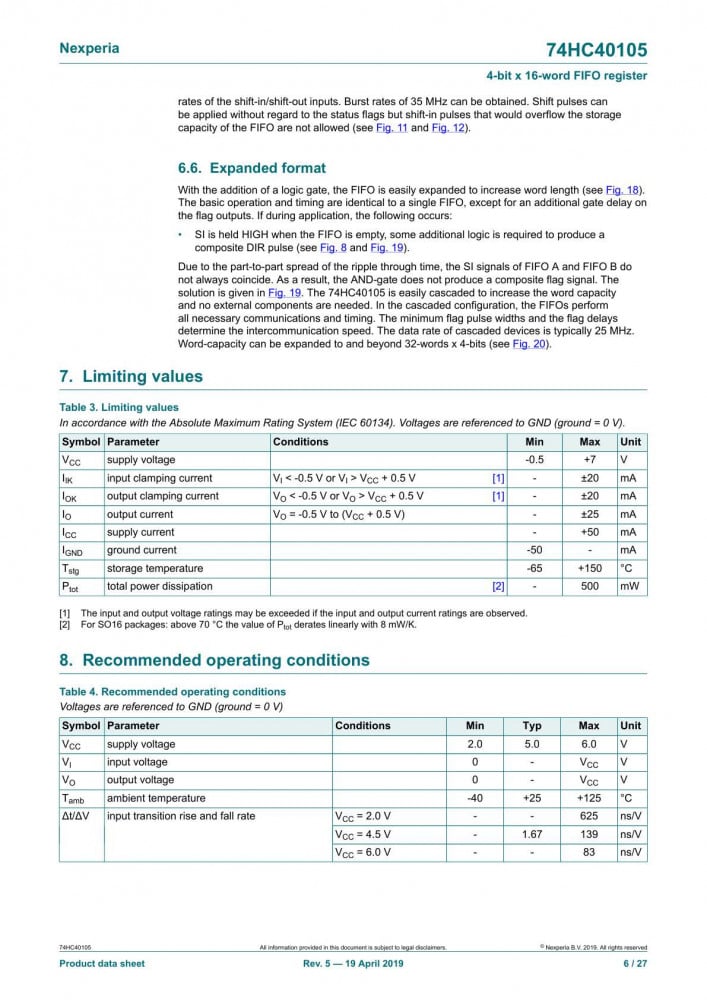 74HC40105D datasheet page 6