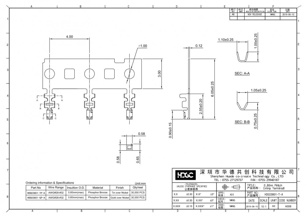HDGC0801-T technical drawing page 2