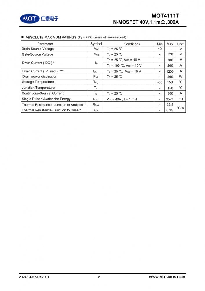 MOT4111T datasheet page 2