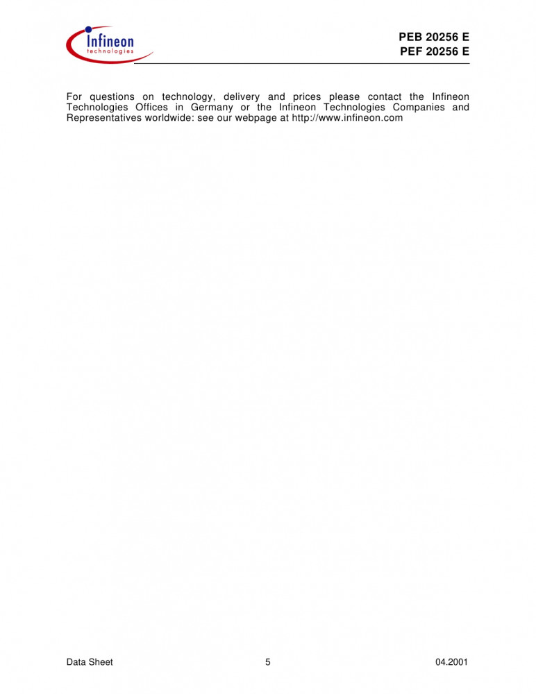 PEB20256EV2.1 datasheet page 5