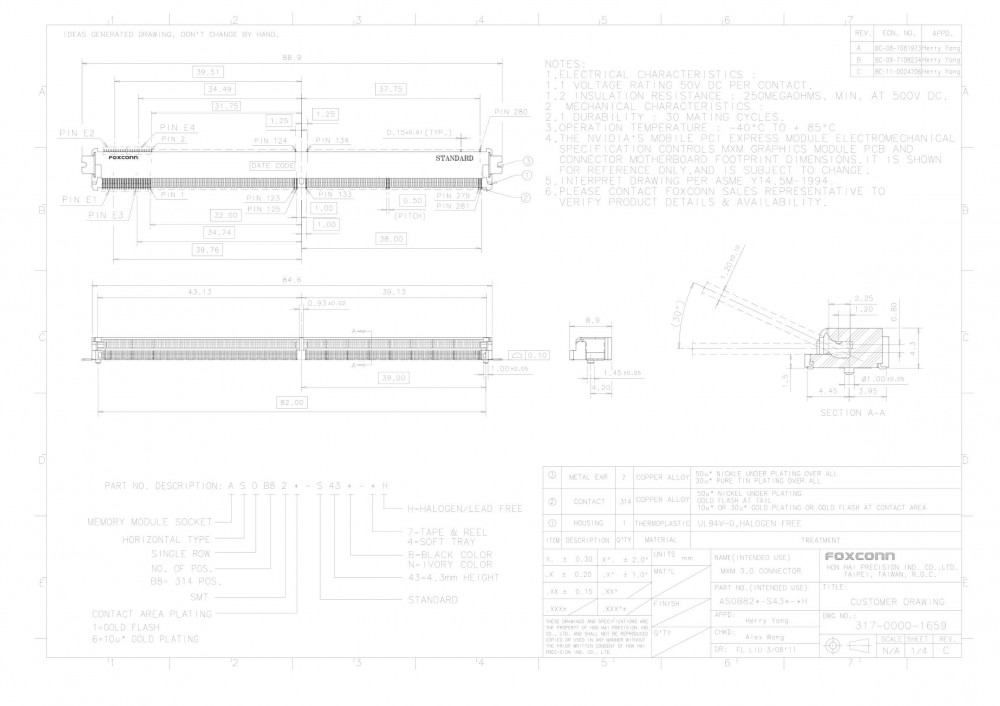 FOXCONN AS0B826-S43B-7H drawing page 1