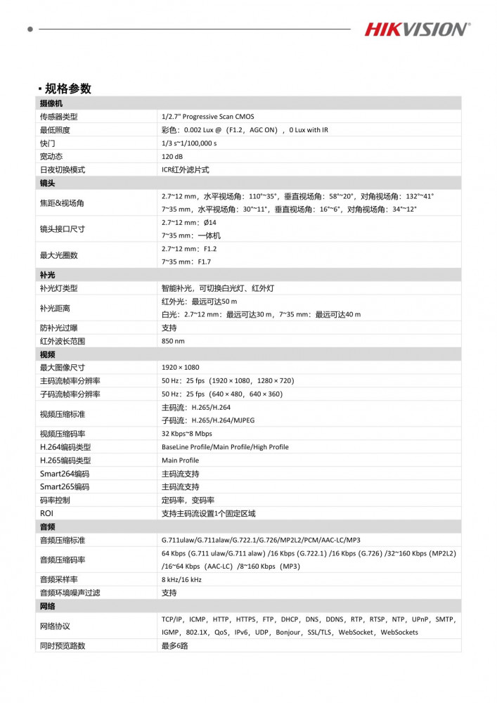 DS-2CD3626FWDA3/F-LZS technical document page 2