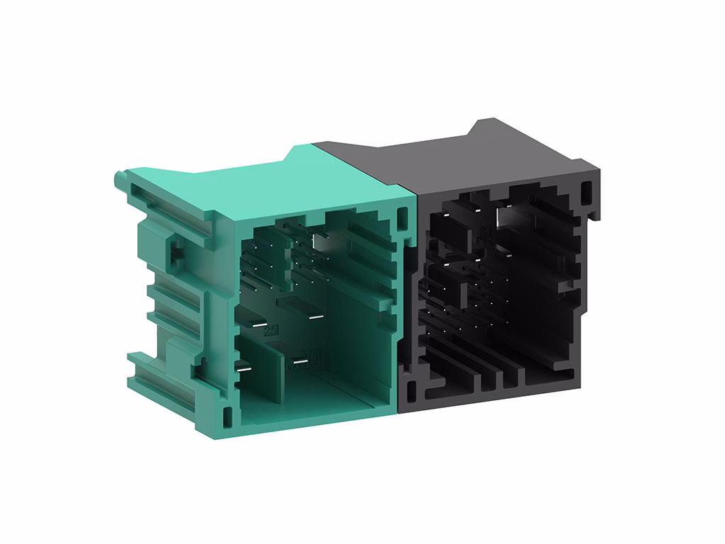stAK50h 2 Bay Vertical Hybrid Header, 50 Circuits, Bay 1: 25 Circuits/Key 3/Black; Bay 2: 25 Circuits/Key 4/Dark Gray; Tube