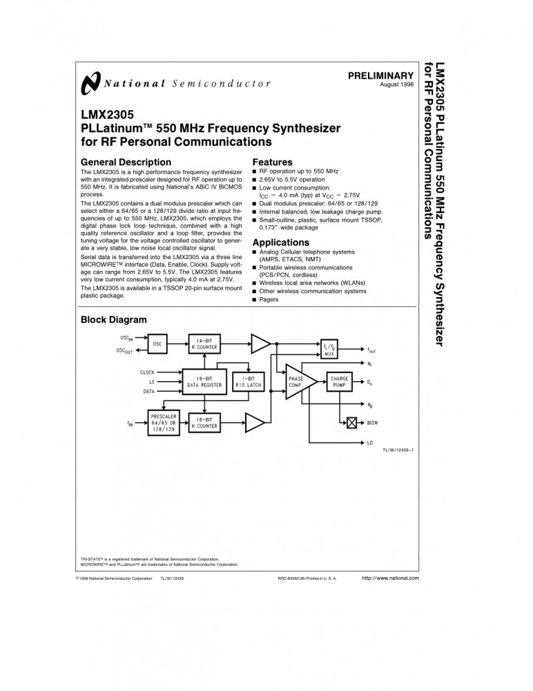 LMX2305TM-G datasheet page 2