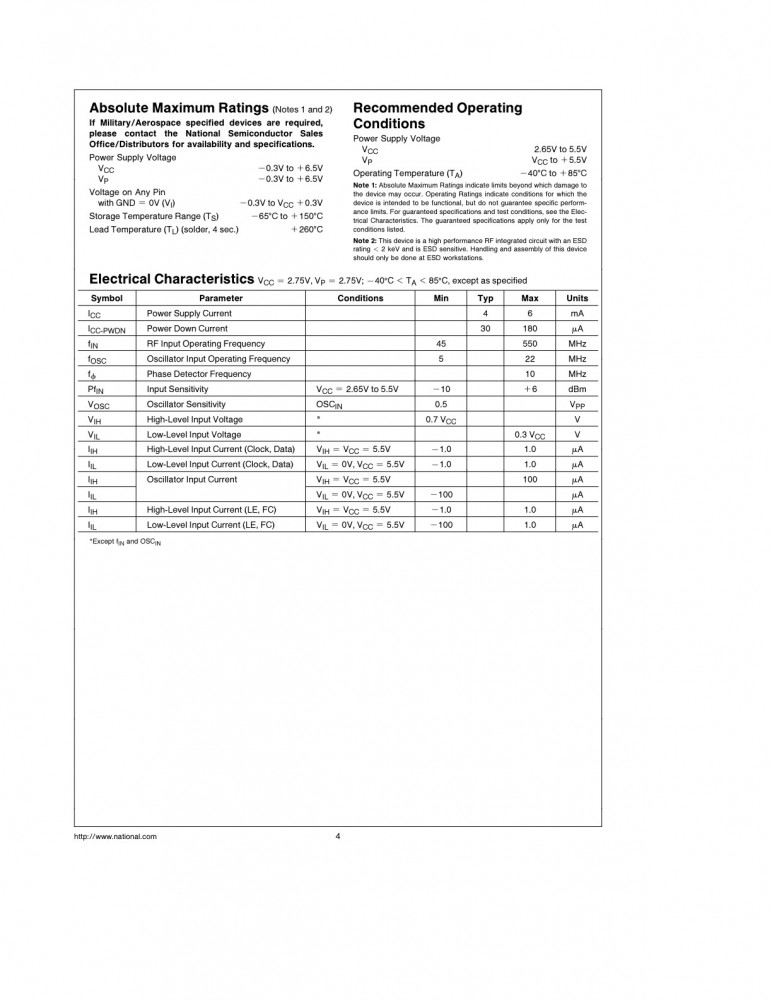 LMX2305TM-G datasheet page 5