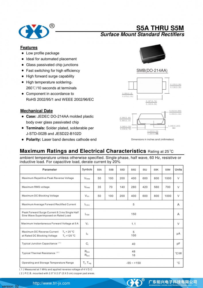 JUXING S5M datasheet page 1