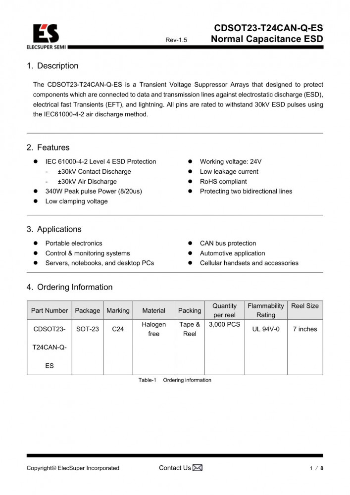 CDSOT23-T24CAN-Q-ES datasheet page 1