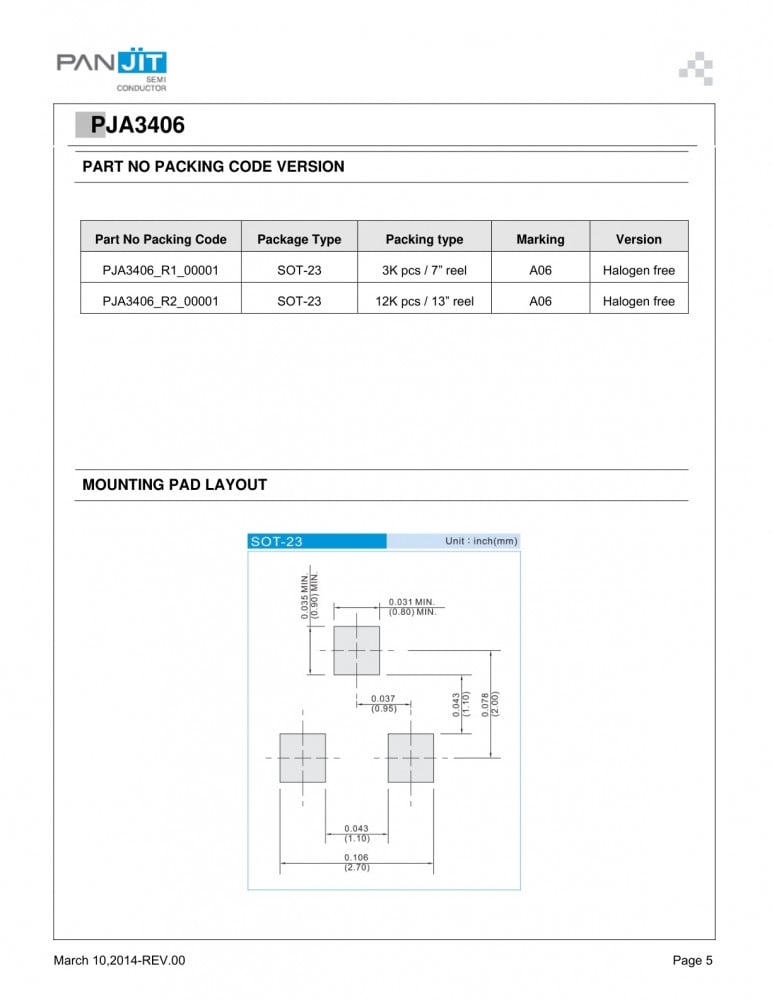 PJA3406 datasheet page 5