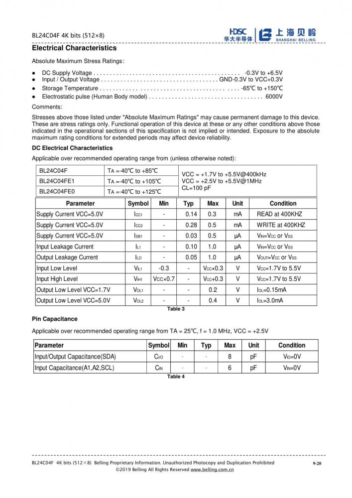 BL24C04F datasheet page 9