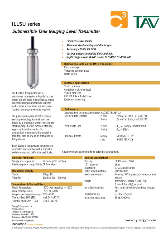 ILLSU level transmitter datasheet page 1