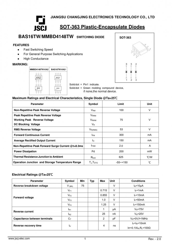 MMBD4148TW datasheet page 1