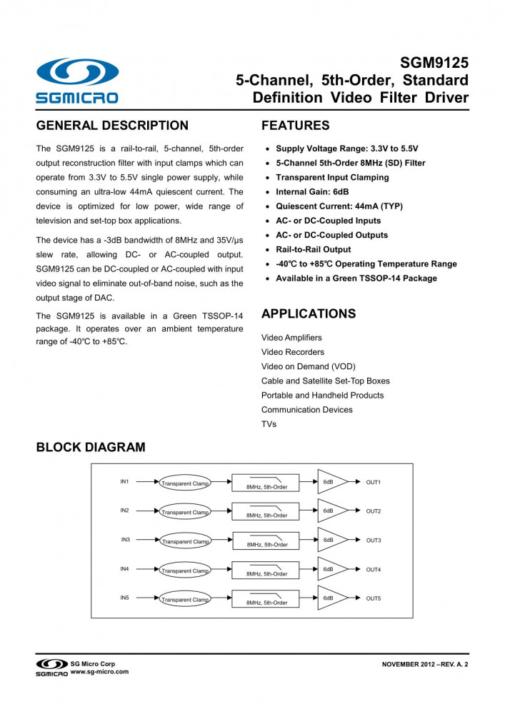 SGM9125 datasheet page 1