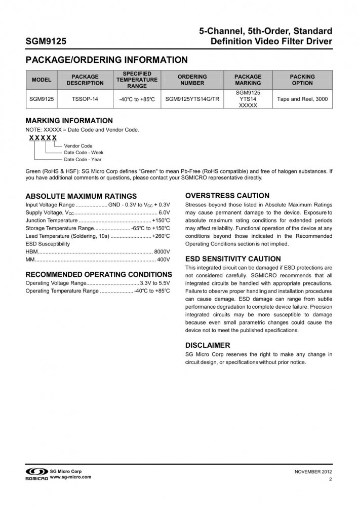 SGM9125 datasheet page 2
