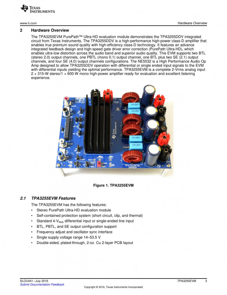 TPA3255EVM documentation page 3