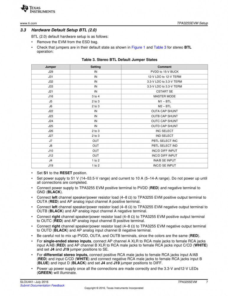 TPA3255EVM documentation page 7