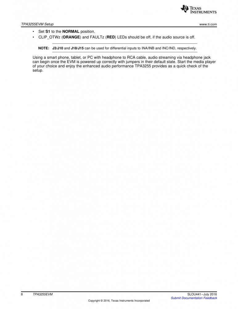 TPA3255EVM documentation page 8
