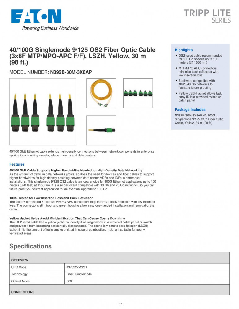 N392B-30M-3X8AP technical document page 1