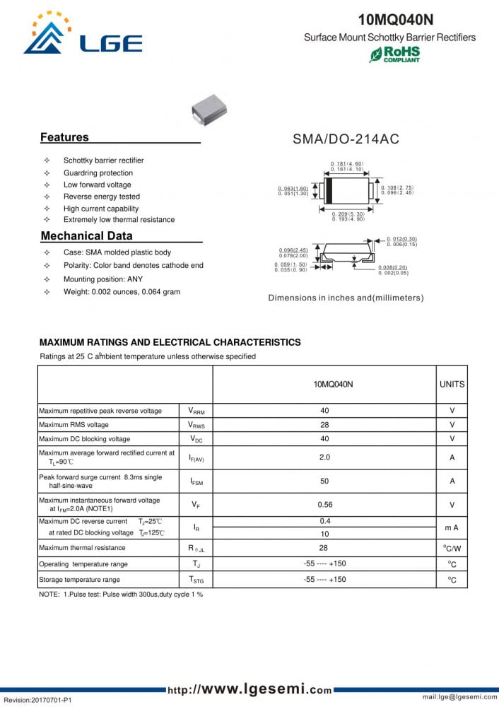 LGE 10MQ040N datasheet page 1
