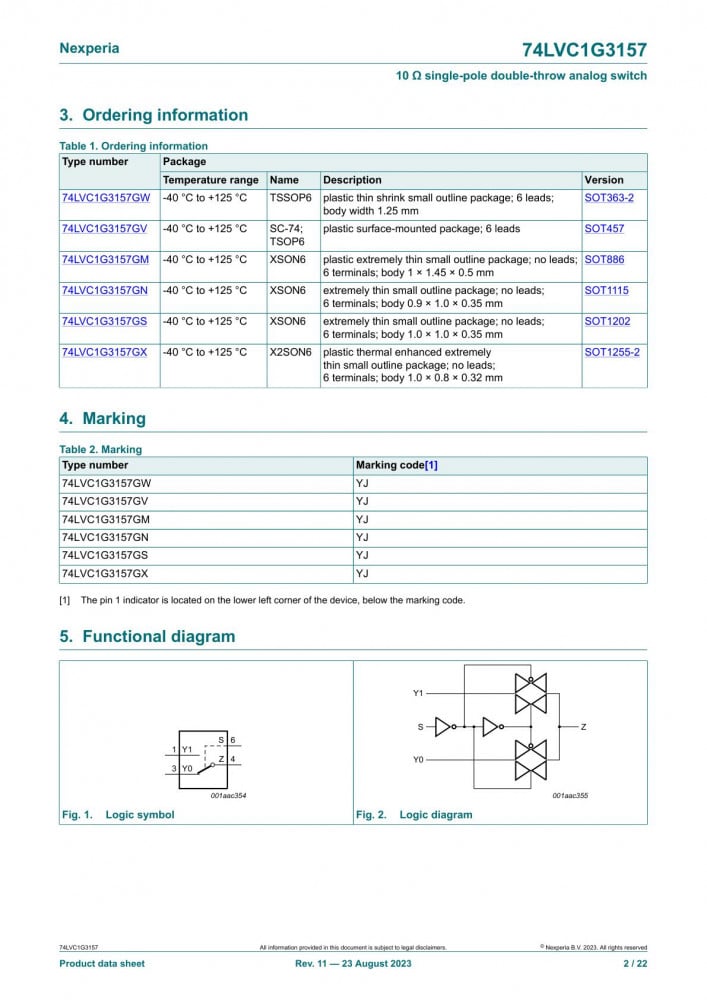 74LVC1G3157 datasheet page 2