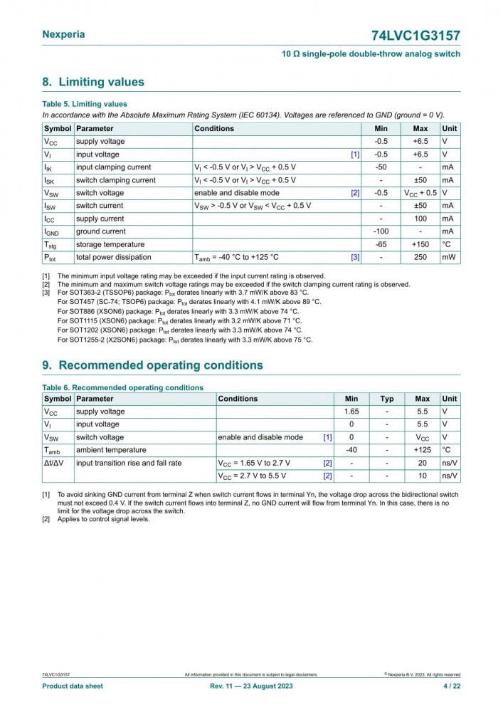 74LVC1G3157 datasheet page 4