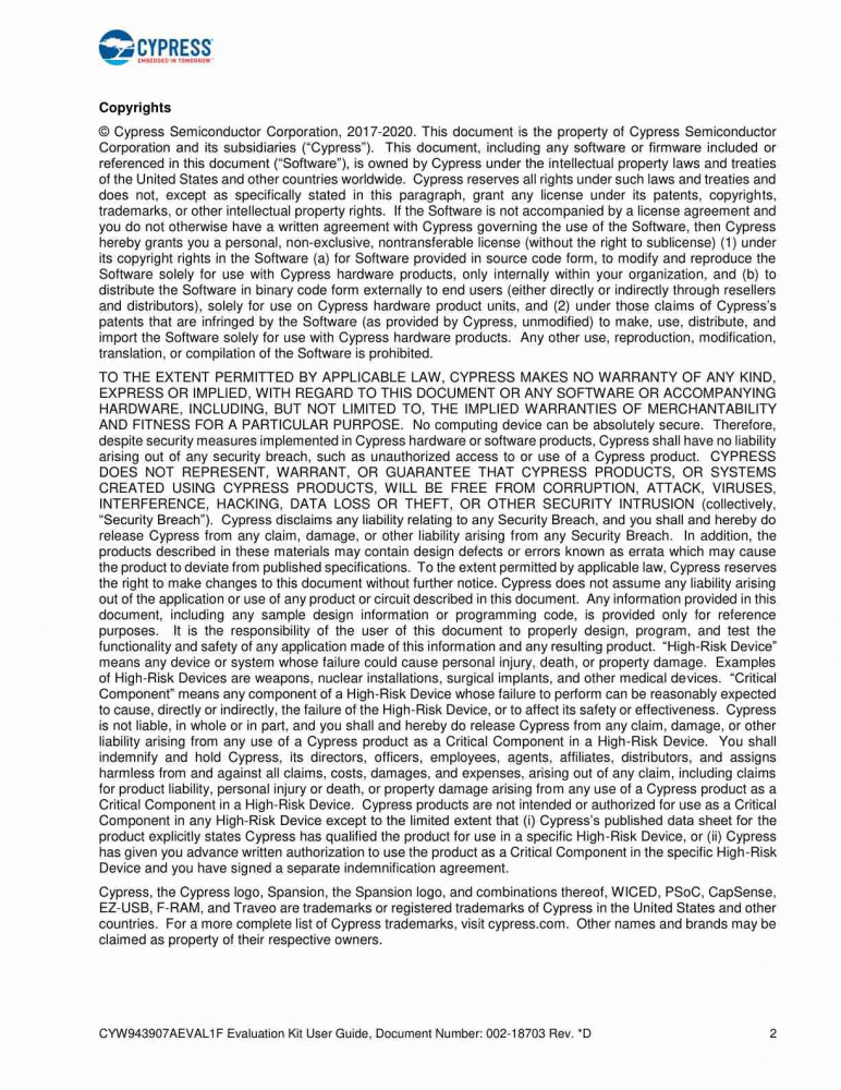 CYW943907AEVAL1F document page 3
