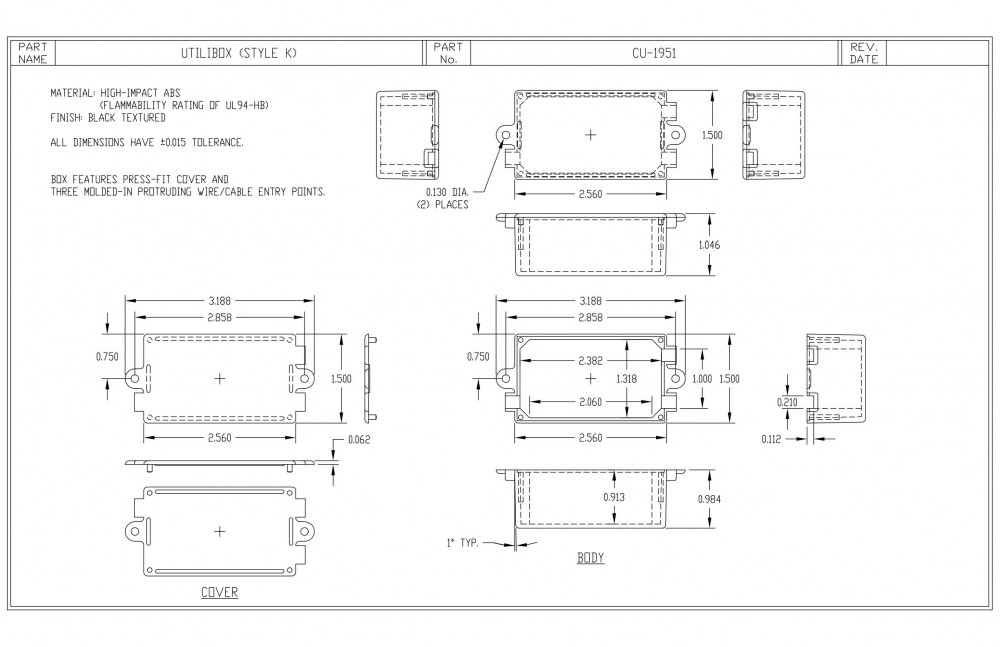Bud Industries CU-1951 product drawing page