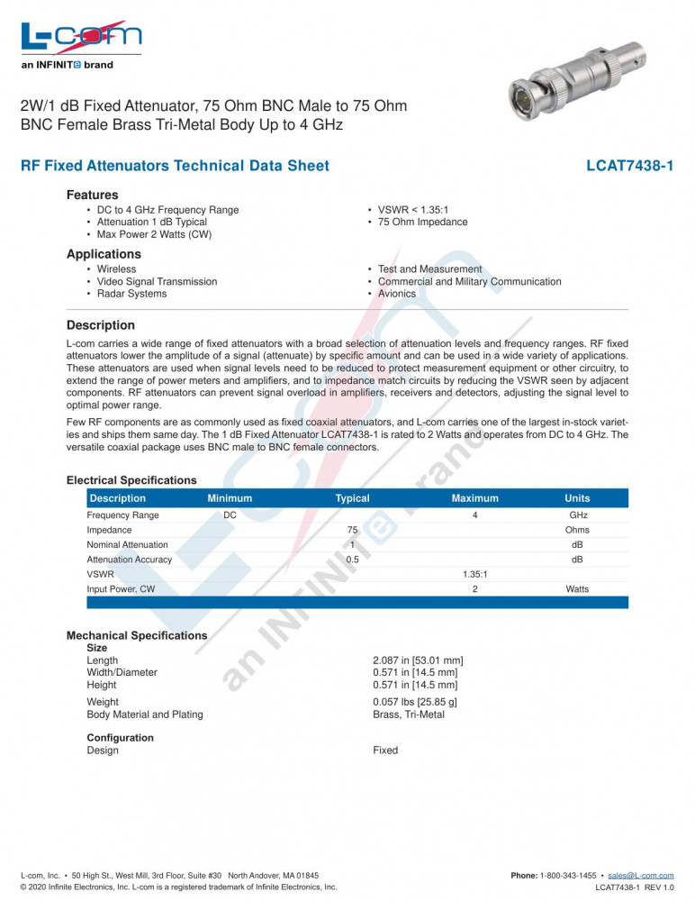 LCAT7438-1 datasheet page 1