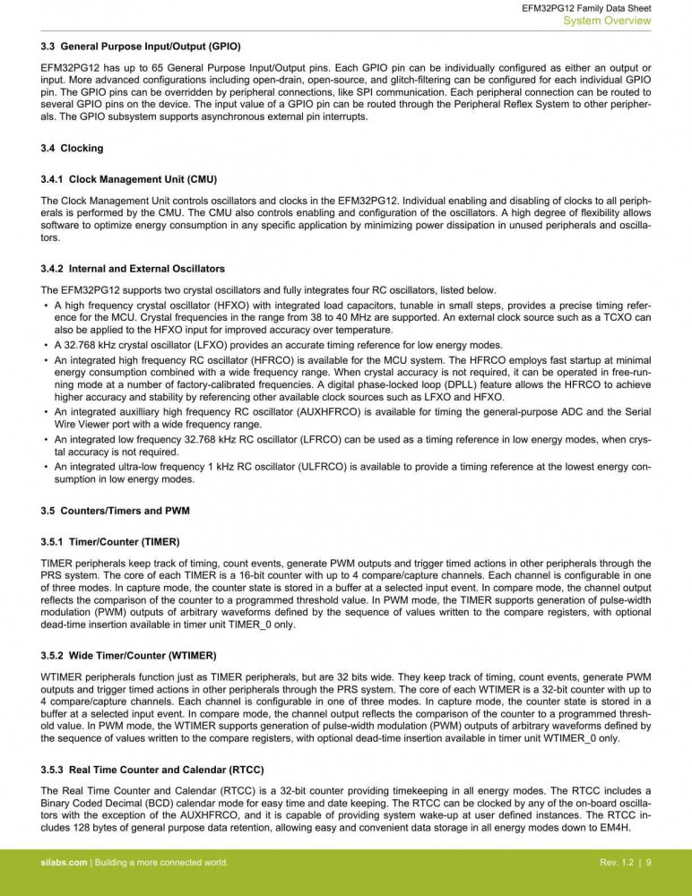 EFM32PG12 datasheet page 9