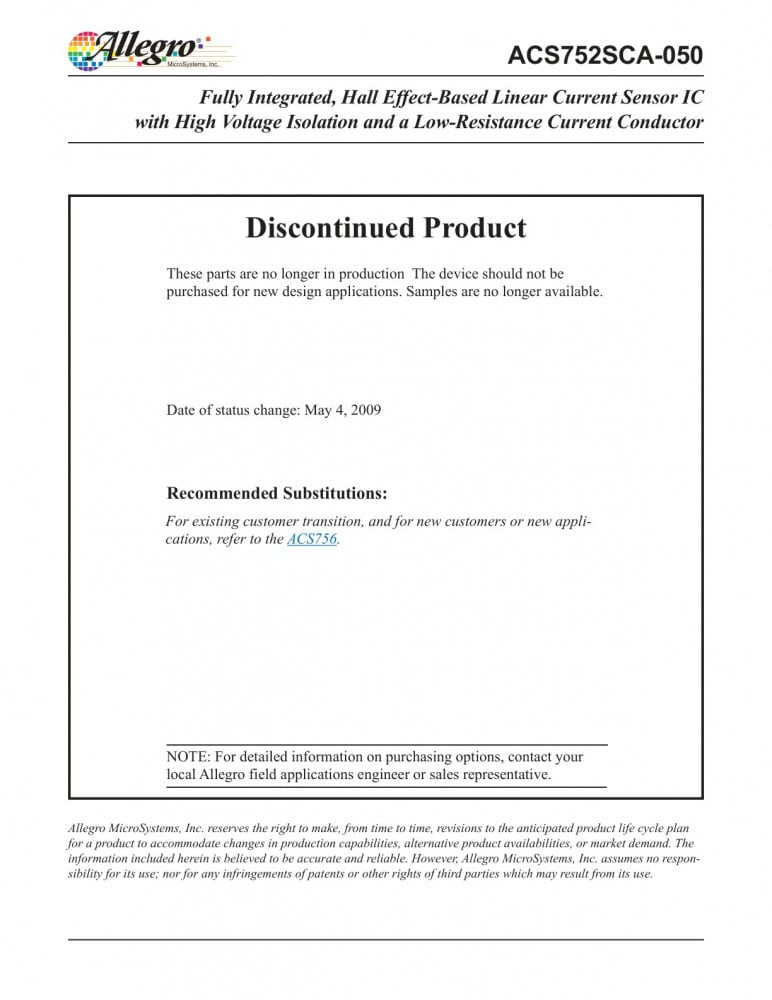 ACS752SCA-050 datasheet page 1