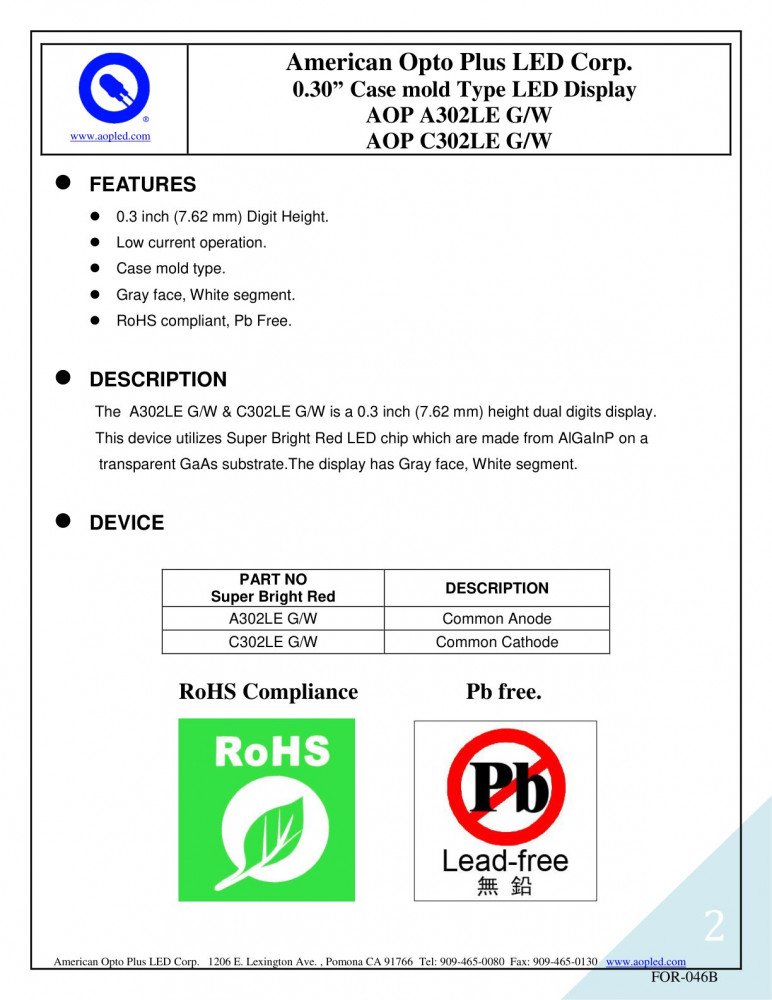 C302LE datasheet page 2