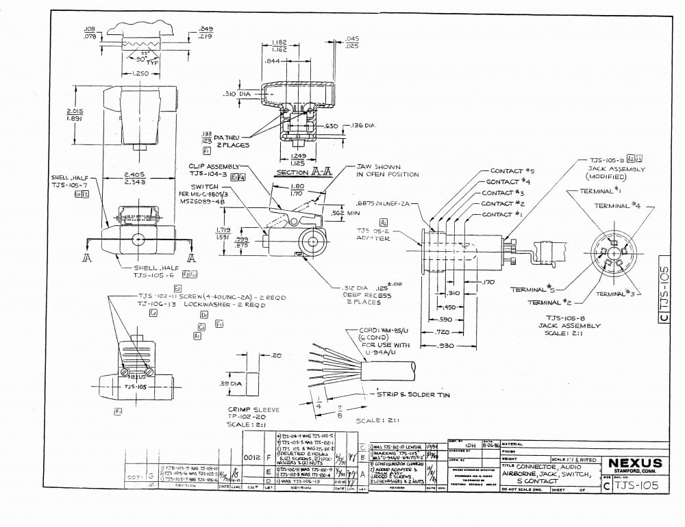 Amphenol TJS-105 drawing visual for TJSS-105S