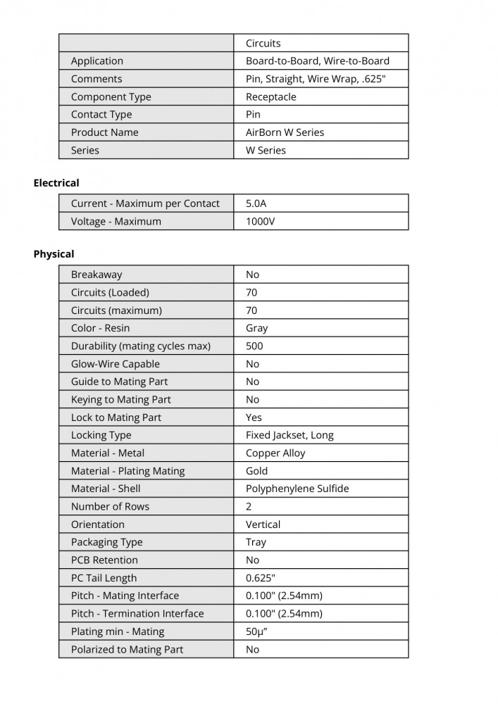 WTA70PW40JL technical document page 2