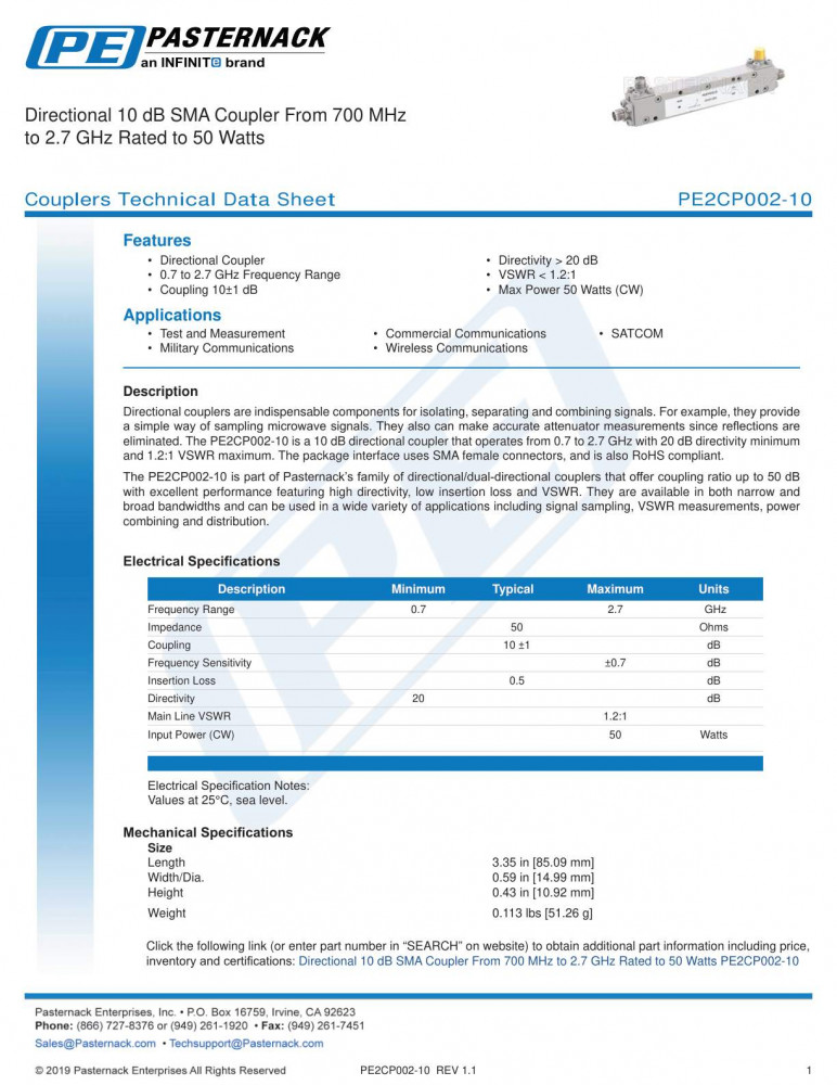 PE2CP002-10 datasheet page 1