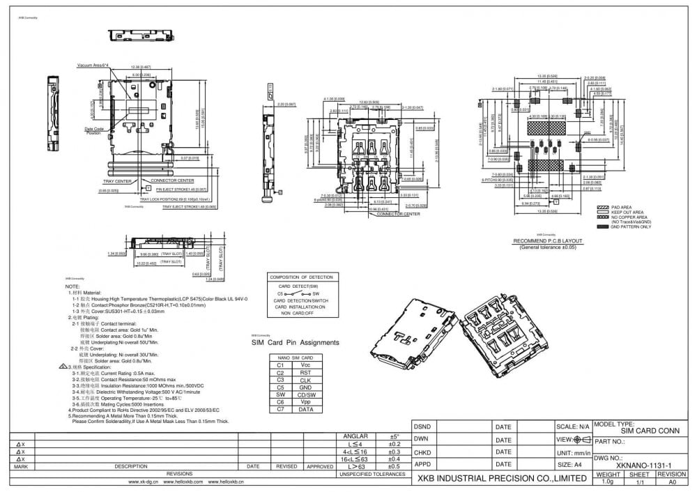 XKNANO-1131-1 technical drawing page