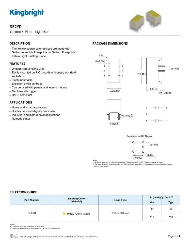DE2YD datasheet page 1