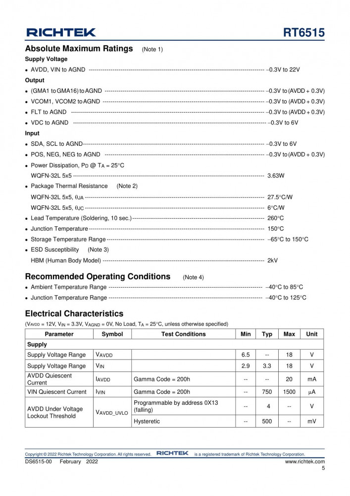 RT6515 technical document page 5