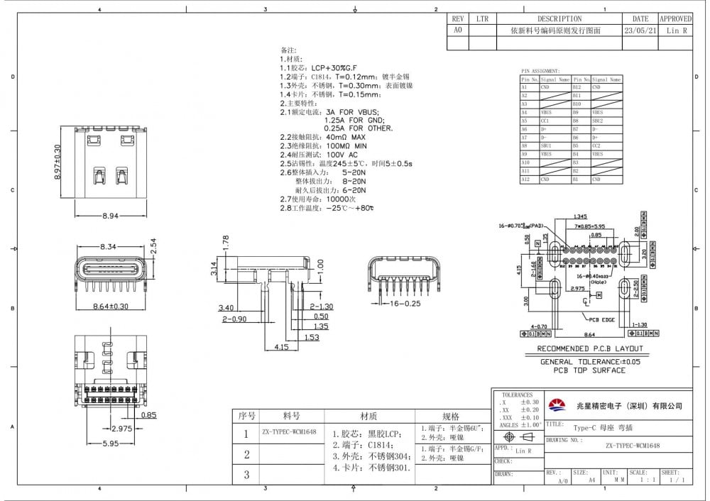 ZX-TYPEC-WCM1648 technical document preview