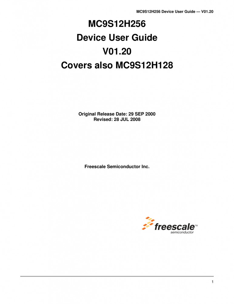 MC9S12H128 document page 1
