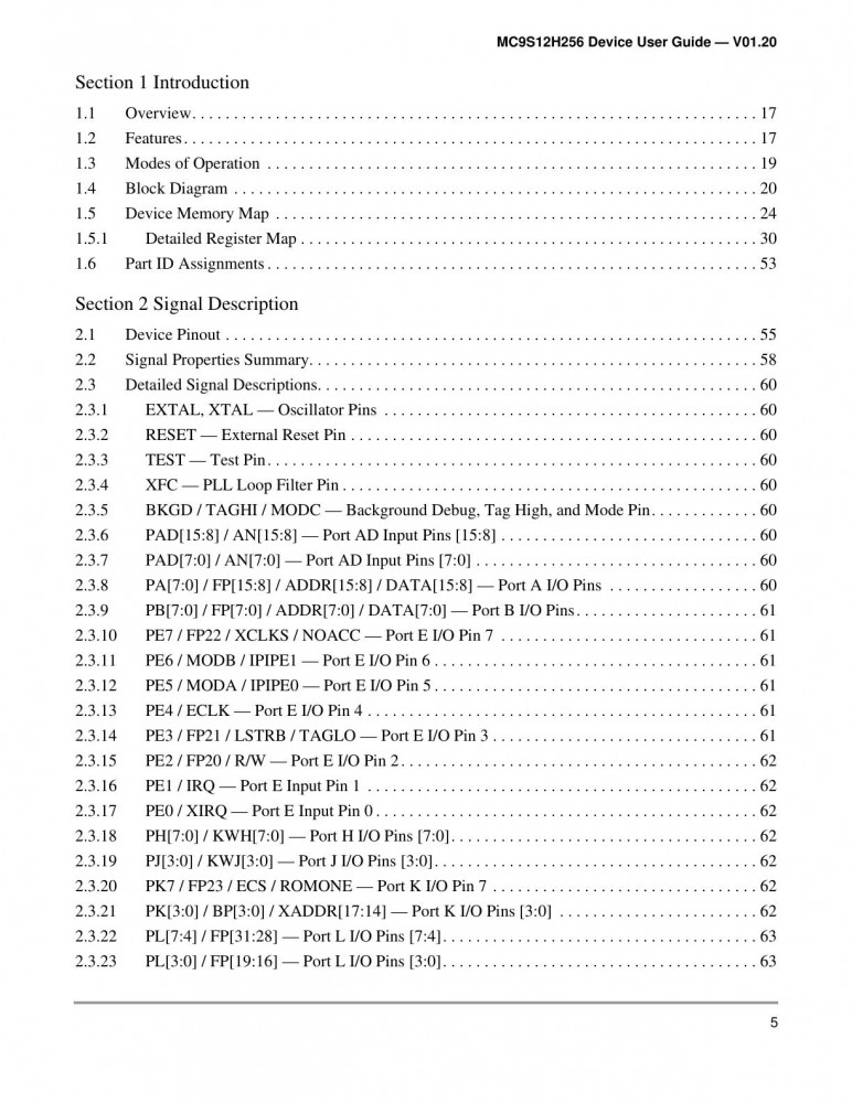 MC9S12H128 document page 5