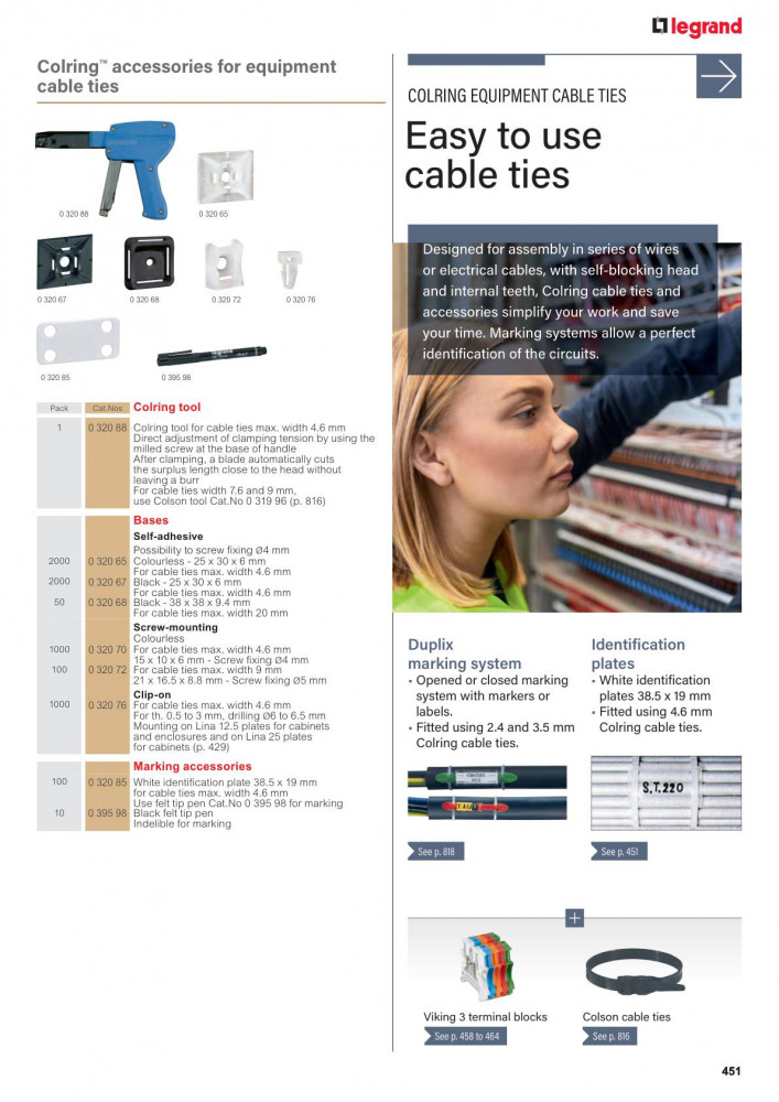Legrand Colring cable-tie accessories catalogue page