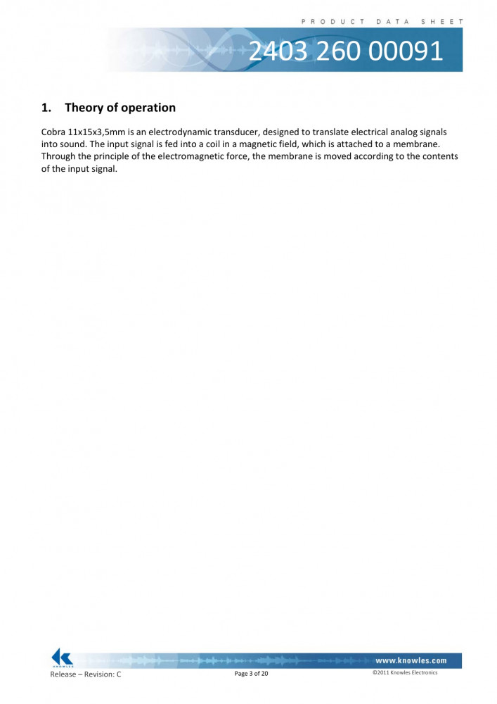 Knowles 2403 260 00091 technical document page 3